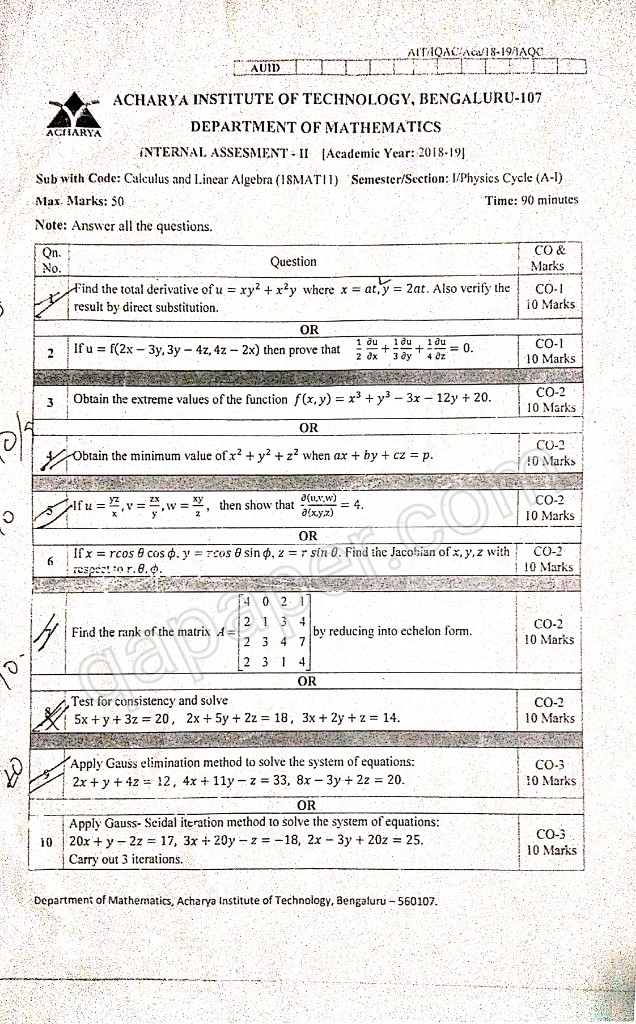 CALCULUS AND LINEAR ALGEBRA