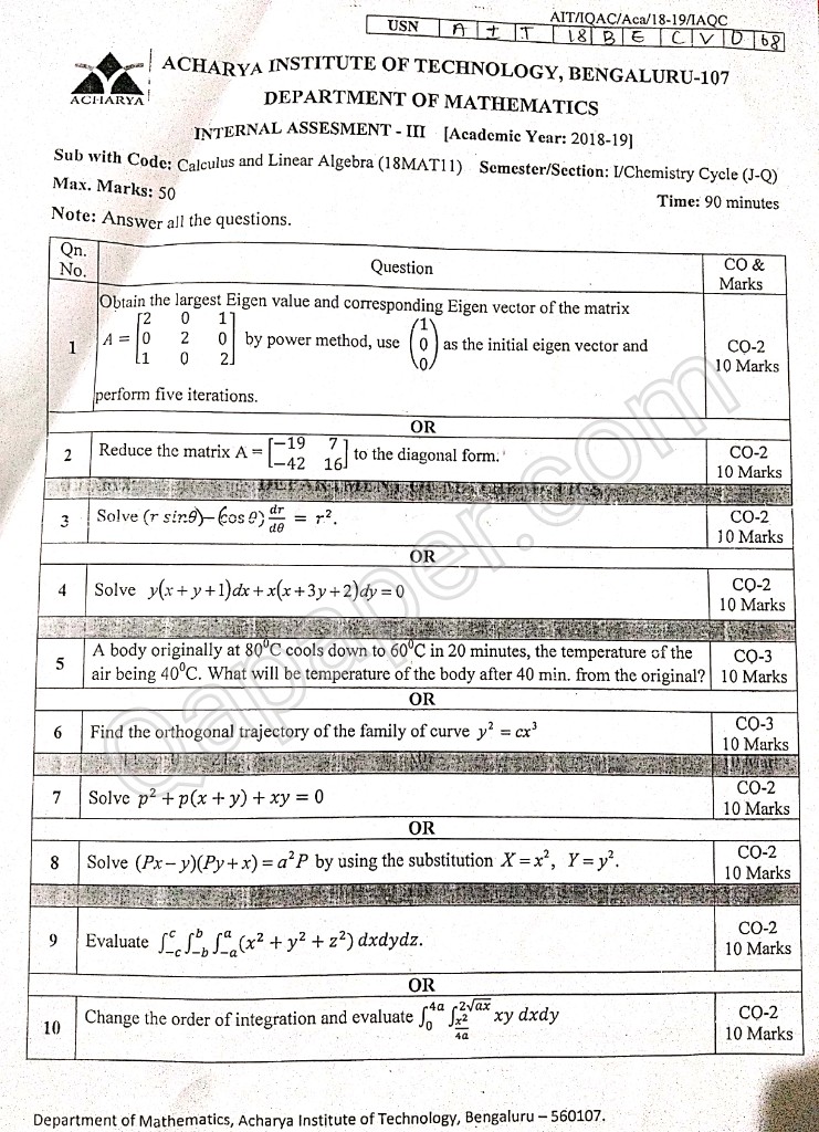 CALCULUS AND LINEAR ALGEBRA